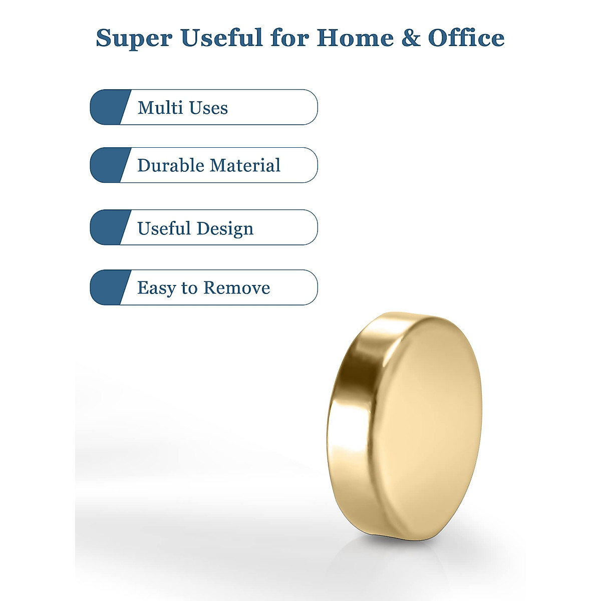 SMARTAKE 45 Pcs Refrigerator Magnets, Small Round Fridge Magnets, Multi-Use Premium Neodymium Office Magnets for Fridge, Whiteboard, Billboard in Home, Kitchen, Office and School (Gold)