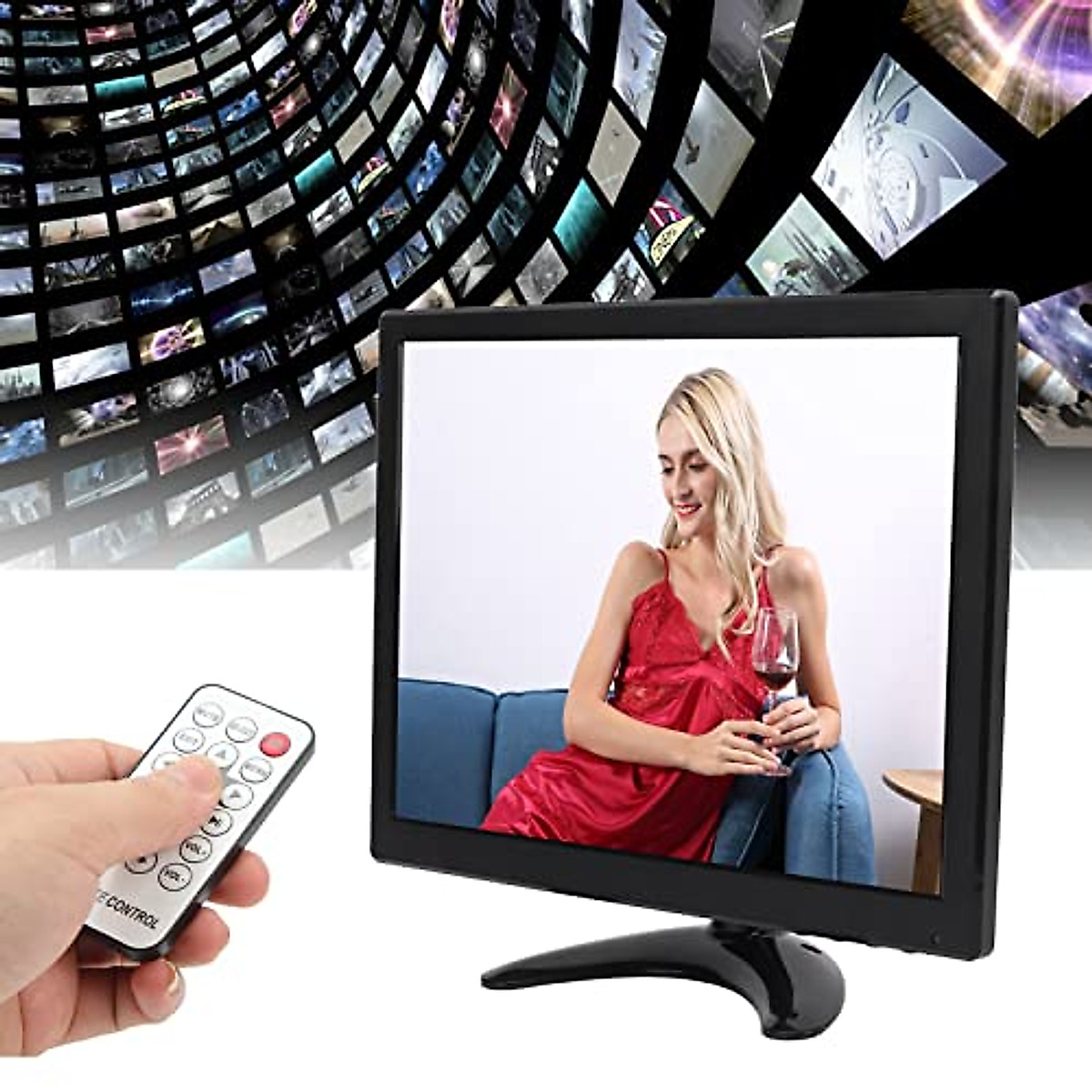 Naroote 12.1 TFT LED Monitor, Clear Image Portable 100-240V Portable Color Screen Display (US Plug)