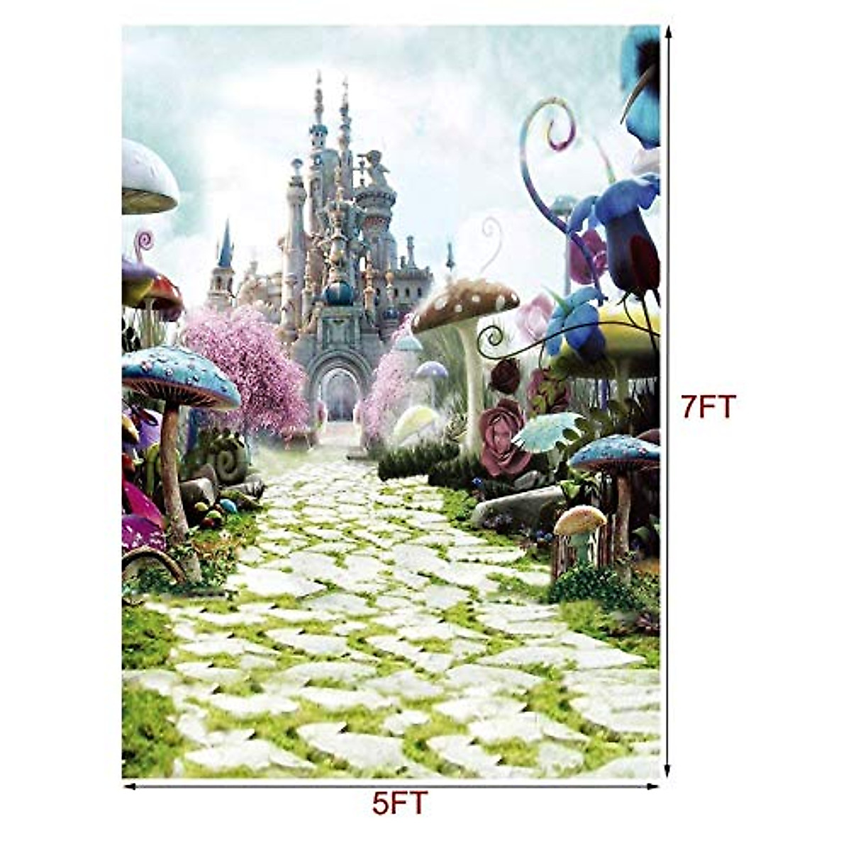 5x7FT Alice in Wonderland Photo Backdrop Photography Background for Newborn,Baby Shower,Kid's Birthday Party Decorations Supplies Booth Studio Props