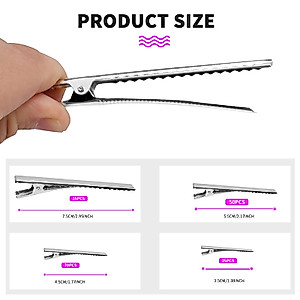 WSYUB 170 Pcs Alligator Hair Clips for Bows, Silver Bulk Duck Bill Hair Clips, 4 Sizes, Styling Clips for Thick &Thin Hair or DIY Bows Make