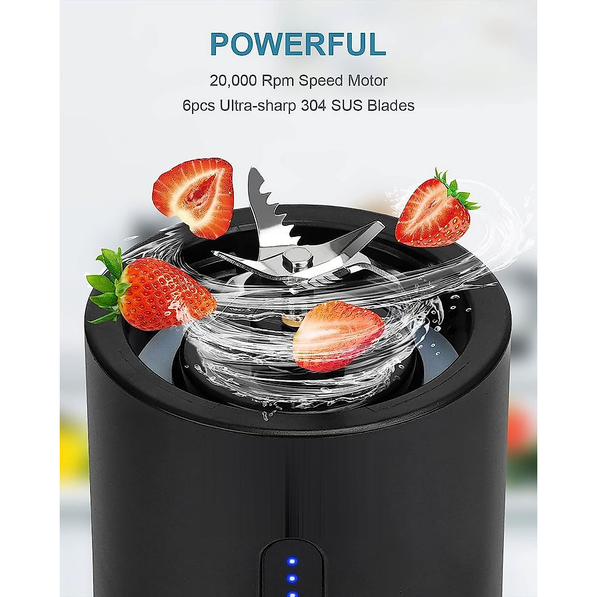 Black Portable Blender, 1-pack, 530 ml (17.90oz)