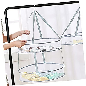 Alipis Double-Layer Laundry Hanging Net Mesh Basket Dryer Foldable Hanging Net Grey Double Layer Drying Rack Clothes Dryer Net Laundry Hanger Net