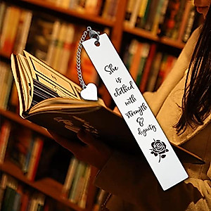 She is Clothed with Strength and Dignity Funny Inspirational Bookmark Gifts for Women, Bookmarks for Sister Girl Daughter Bookworm Book Friend Sister Gifts Friendship Gifts