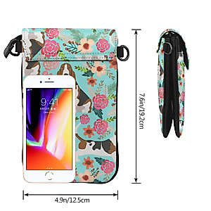 Perfect Gift - Stylish Sweet Basset Hound And Vintage Florals Cell Phone Purse Wallet Big Pocket Small Crossbody Bags Adjustable Shoulder Strap Cellphone Pouch With Card Slots