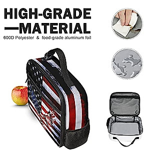 Black Eagle Insulation Lunch Bag with Locking Hand Strap Durable Waterproof Lunch Box High Capacity Lunch Tote Bag with Pockets for Boy Gir Women Men