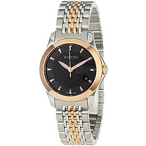 Gucci Women's YA126512 Gucci timeless Steel and Pink PVD Black Dial Watch
