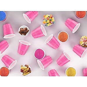 cssopenss 500 pcs pink Plastic Shot Cups pink Plastic Shot Glasses pink shot glasses disposable for drinking Tastings served Snacks Jello Tastings and Samples