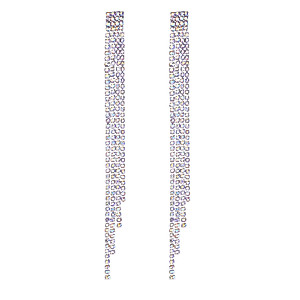 FOCALOOK Rhinestone Earrings for Women Sparkly Prom Earrings Long Dangle Drop Iridescent Earrings