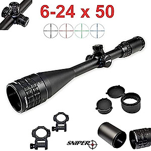 Hunting Rifle Scope R/G/B Illuminated Riflescope, Adjustable Objective (LT6-24X50)