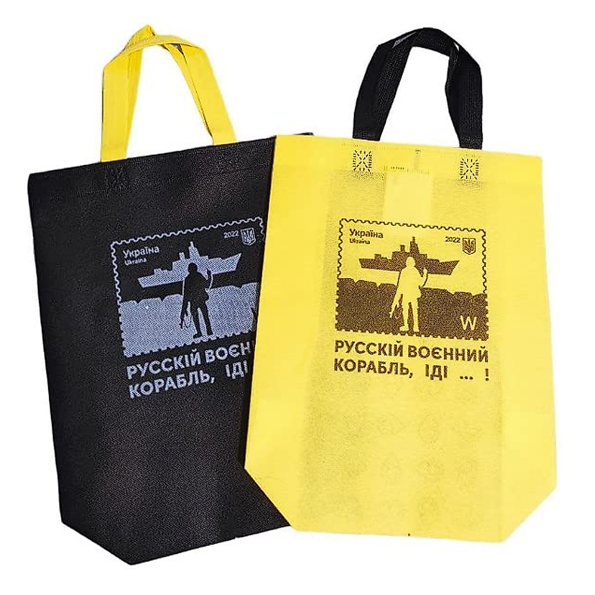 Russian Warship Go F yourself Country Classic Tote Shopper Bag for Women And Men Made in Ukraine (BLACK)