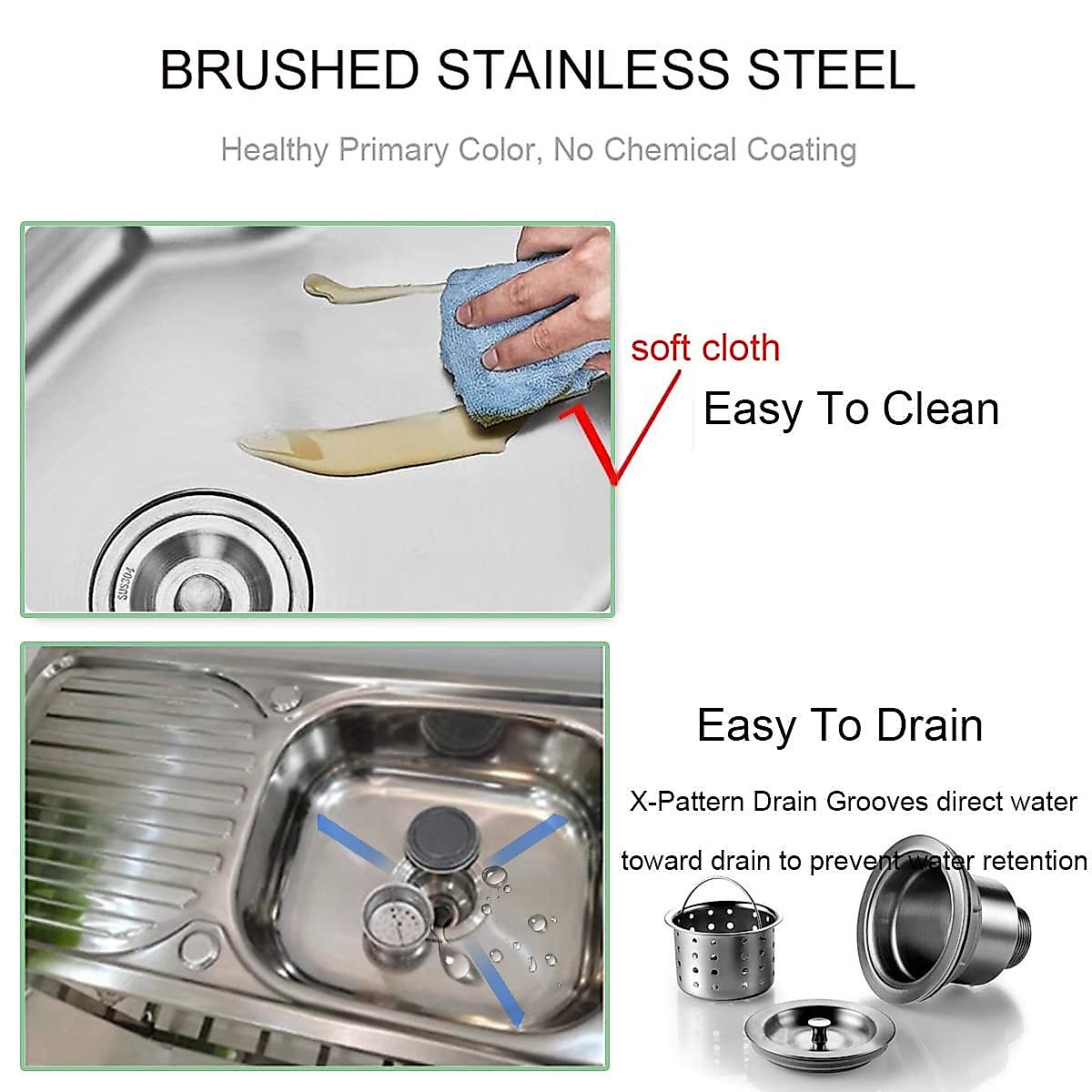 Stainless Steel Laundry Sink, 1 Compartment Single Bowl Kitchen Utility Sink, Commercial Workstation Sink Basin for Outdoor Garage Restaurant Kitchen Room, Inner Size 13.8"L x 12.2" W x 6.3"D