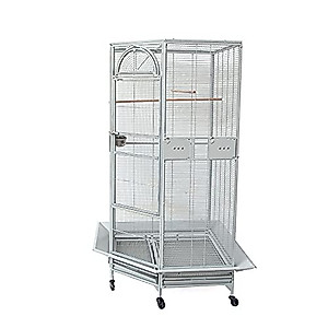 Extra Large 30" Corner Cage for Cockatiel Parakeet Budgies Parrot for Small to Medium Size Bird (White Vein)
