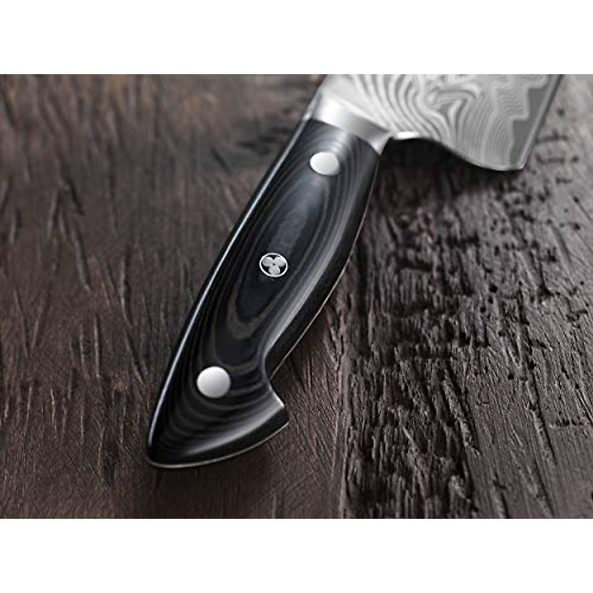 HENCKELS 8-inch Chef's Knife, Premium Quality, German Engineered, Informed by 100+ Years of Mastery, Stainless Steel, Dishwasher Safe, Black/Brown
