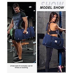 Gym Bag Womens Mens with Shoes Compartment and Wet Pocket Travel Duffel Bag for Women for Plane Sport Gym Tote Bags Swimming Yoga Waterproof Weekend Overnight Bag Carry on Bag Hospital Holdalls