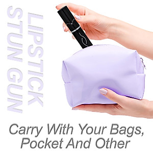 Wholesale (12 Pc) Flashlight Lipstick Stun Gun Women Self Defense Bright Led Flashlight - Rechargeable Battery (Black X12)