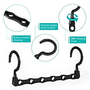 HOUSE DAY Space Saving Plastic Clothes Hangers, 20 Pack, Black, Professional Brand, Ideal for Closet Organization, Can Hold Up to 30 Pounds