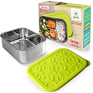 TAVVA Stainless Steel Food Containers with Lids 23 oz - Stainless Steel Lunch Container - Premium Metal Snack Container, Leakproof Lunch Box with Silicone Lids, Reusable Sandwich Container