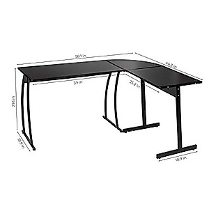GreenForest L Shaped Gaming Desk 58.1 inch Home Corner Office Desk Writing Studying Computer Table PC Workstation for Home Office Bedroom, Black