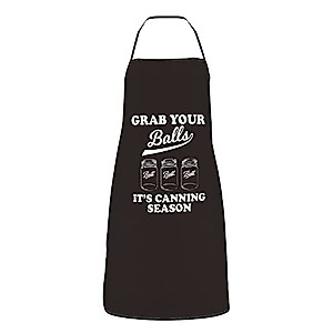 Grab Your Balls Its Canning Season Funny Apron with Pockets Waterproof for Women Men Cooking Kitchen BBQ Grilling Chef Apron, Thanksgiving, Christmas, Birthday Gifts for Dad, Husband, Brother