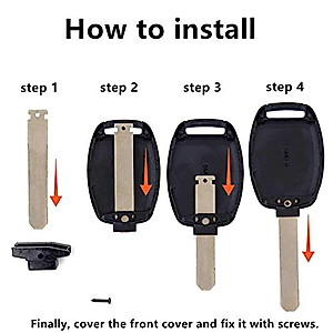New Key Fob Shell Case Fit for Honda CR-V Odyssey Accord Crosstour Civic CR-Z Fit Keyless Entry Remote Key Housing Replacement with Screwdriver (2+1Button 1pcs)