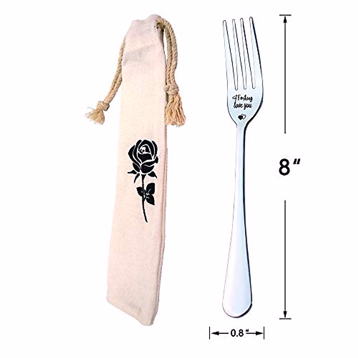 Three Human I Forking Love You Inspirational Funny Engraved Fork, Gift for Boyfriend, Girlfriend, His, Her, Husband, Wife, Cute Wedding, Anniversary, Valentines Gifts