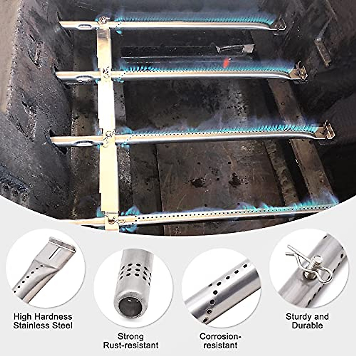Grill Replacement Parts for Charbroil 463347017, 463377017, 463275517, 463673517 Gas Grills, Grill Burner Tubes & Heat Plates and Adjustable Crossover Tubes Kit for CharBroil Performance Grills