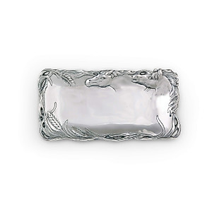 Arthur Court Designs Horse Pattern Aluminum Bread Serving Tray Sand Casted in Aluminum with Artisan Quality Hand Polished Design Tarnish-Free 6 inch x 12 inch