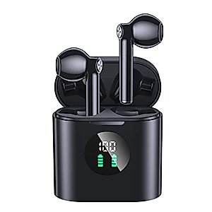 GNMN True Wireless Earbuds Bluetooth Headphones 35H Playtime Stereo Sound Earphones Sweat-Proof Bluetooth 5.0 Button Headset Wireless Charging Case & Power Display with Built-in Mic for Sports