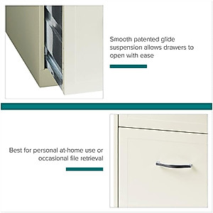 Scranton & Co 18" Deep Light Duty 4 Drawer Metal Letter File Cabinet in Pearl White, Pre-Assembled