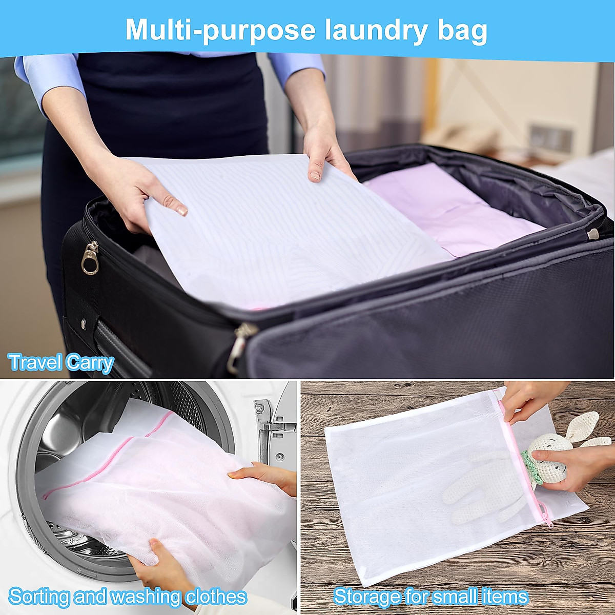 vivinin 6 PCS Mesh Laundry Bags for Delicates, 3 Size Laundry Bag with Premium Zipper, Laundry Bags Mesh Wash Bags for Travel Organizing, Delicate Laundry Bag With Premium(2 Large, 2 Medium, 2 Small)