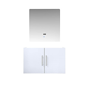 Lexora Geneva 30 in. W x 22 in. D Glossy White Bath Vanity and 30 in. LED Mirror