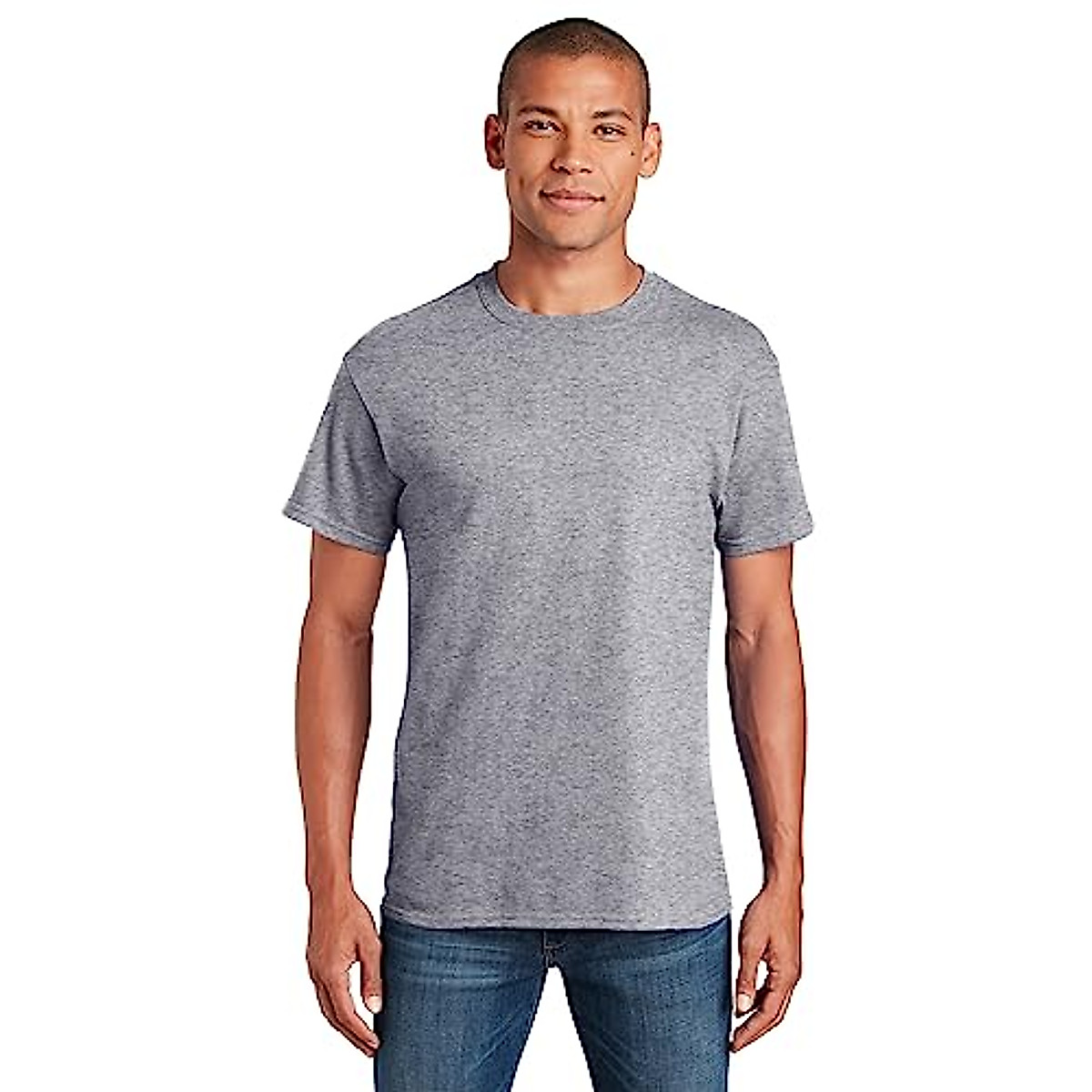 Gildan Men's Crew T-Shirts, Multipack, Style G1100, Black/Sport Grey/Charcoal (5-Pack), Large