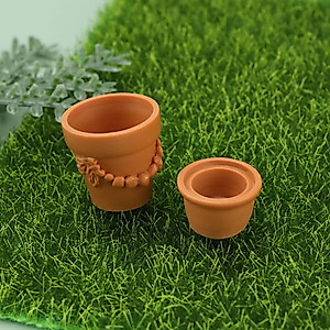 SING F LTD 2 Sets (14PCS) Dollhouse Flower Pot Miniature Plant Terracotta Pots Simulation Bonsai Pot Fairy Garden Landscape Decoration for Dollhouse Garden Decor