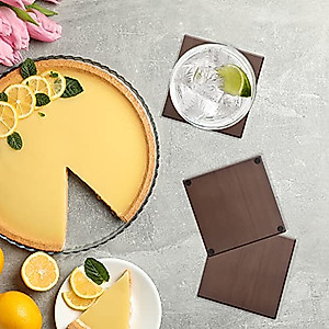 SIJDIEE 4 Inch Wood Drink Coasters, 12 Pack Square Bulk Wooden Coasters with Non-Slip Silicon Dot Stickers for Bar Kitchen Home Dinner Table Decor