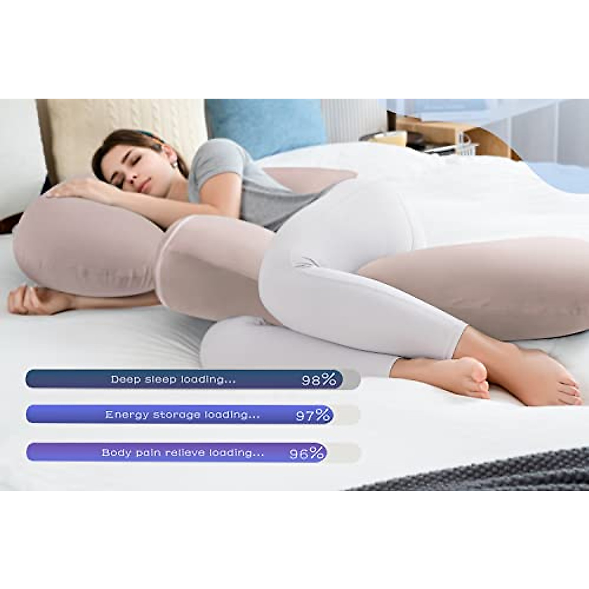 INSEN Pregnancy Pillow for Sleeping,Maternity Body Pillow for Pregnancy Women,Pregnancy Support Pillow for Back, Hip Pain, Apricot