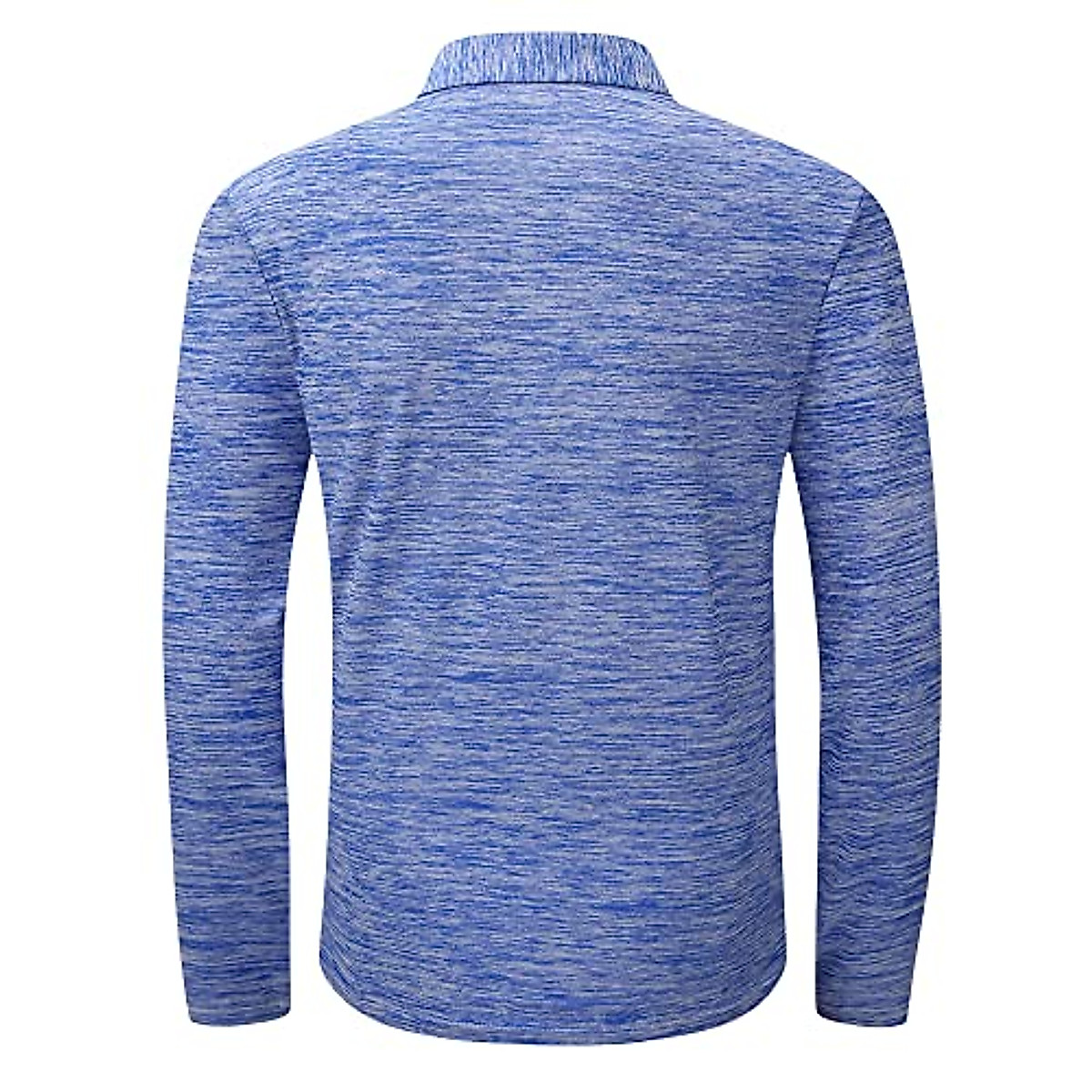 Alex Vando Mens Golf Shirt Moisture Wicking Quick-Dry Long Sleeve Casual Polo Shirts for Men,Blue,L