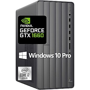 HP Envy VR Ready Gaming Windows 10 Pro Business Desktop Computer, Intel Octa-Core i7-10700F up to 4.7GHz, 32GB DDR4 RAM, 1TB HDD + 1TB PCIe SSD, DVDRW, GeForce GTX 1660 Super 6GB, External Webcam