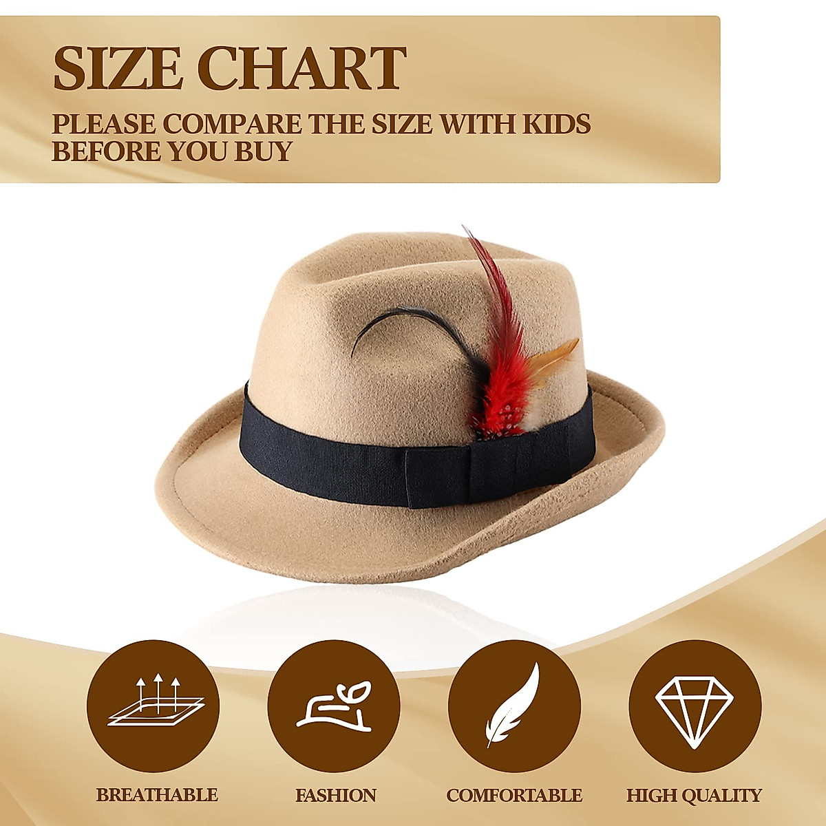 Xtinmee 6 Pcs Hats for Men Wide Brim Jazz Hat with Feather Panama Hats 1920s Hat Casual Bowler Hat for Women Costume, 6 Colors