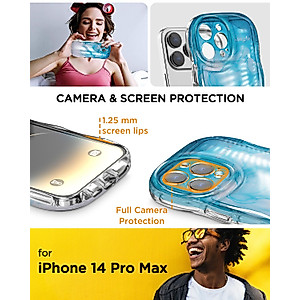 AICase iPhone 14 Pro Max Case Curly Wave Frame Cute Design with Full Camera Lens Protection,Aesthetic Kawaii Slim TPU Bumper Luxury Plated Shockproof Protective Transparent for Women Girls Men_6