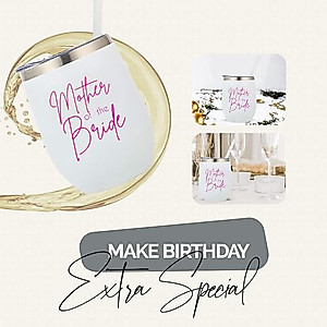 Your Dream Party Shop Mother of The Bride Insulated Tumbler Stainless Steel 12 Oz Wine Tumbler with Lid and Straw - Great Mother of the Bride Cup and Mother Cup