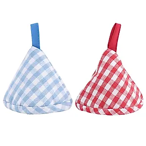 2PCS pot hat Heat- insulated Pot Caps Triangle Pot Caps Pot Cover Handle Caps Pot Cover Handle Covers household gloves small oven mitts silicone oven mitt mittens casserole cotton