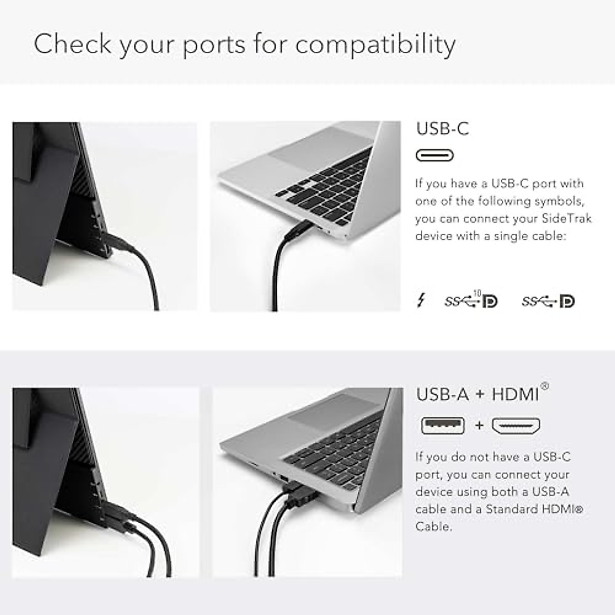 SideTrak Solo 15.6” 4k Portable Monitor for Laptop | Freestanding Ultra HD LED Anti-Glare USB Laptop Dual Screen | Compatible with Mac, PC, & Chrome | Powered by USB-C or Mini HDMI