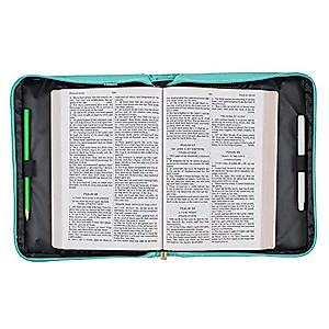 Christian Art Gifts Women's Fashion Bible Cover Be Still and Know Psalm 46:10, Turquoise/Gold Floral Faux Leather, Medium