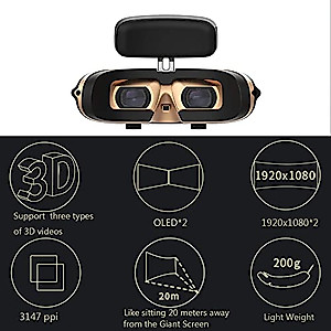 GOOVIS Pro AMOLED Display, Blu-Ray 2D / 3D Glasses HMD Support 4K Blue-ray 3D Movies,Netflix Prime Video Hulu Apple TV+ YouTube Video Movies Compatible with PS5 and Gaming Consoles HDMI connectable