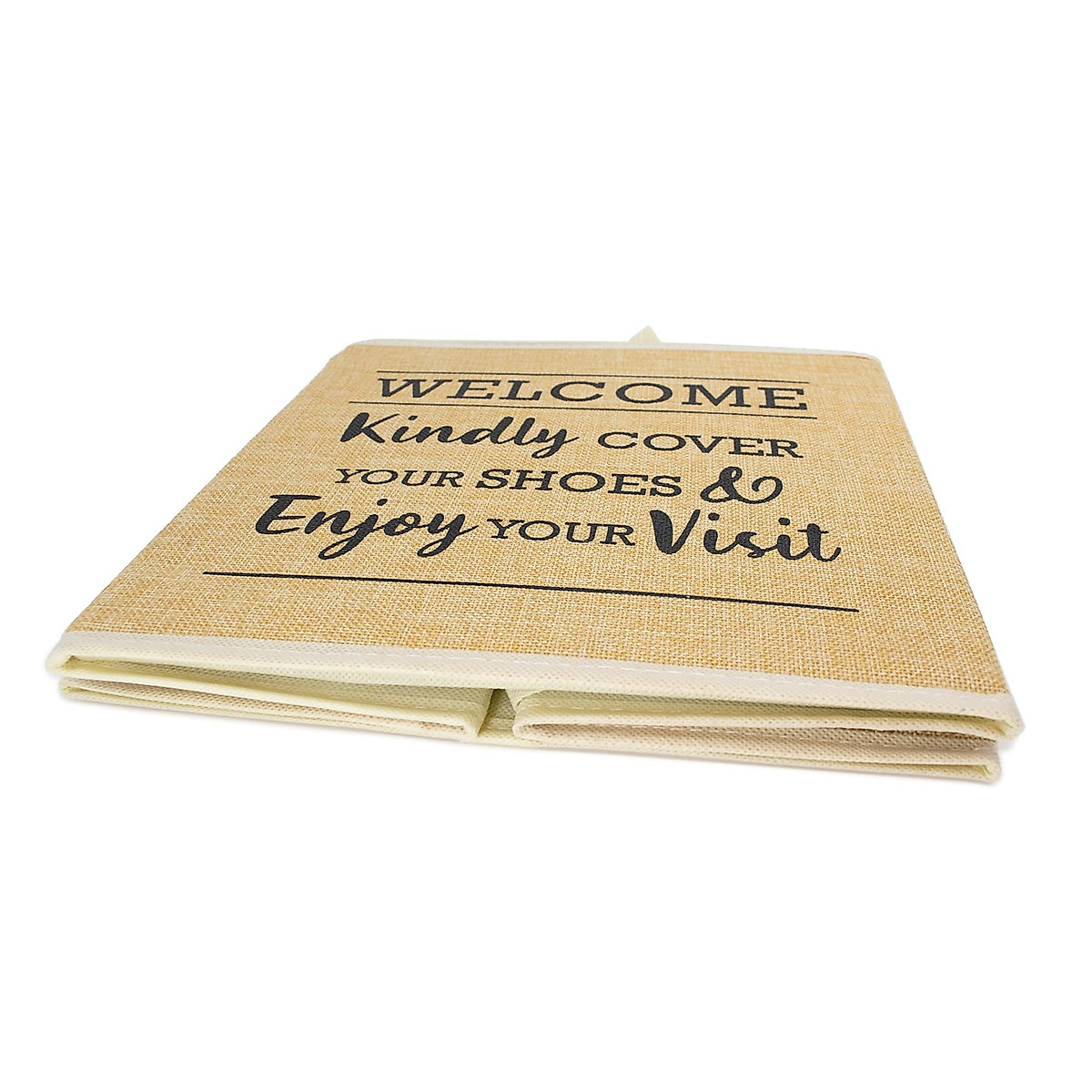 Premium Linen Look Foldable Shoe Cover Bin - Indoor Real Estate Bootie Box Perfect Supply for an Open House (11x11 Shoe Cover Bin, Linen)