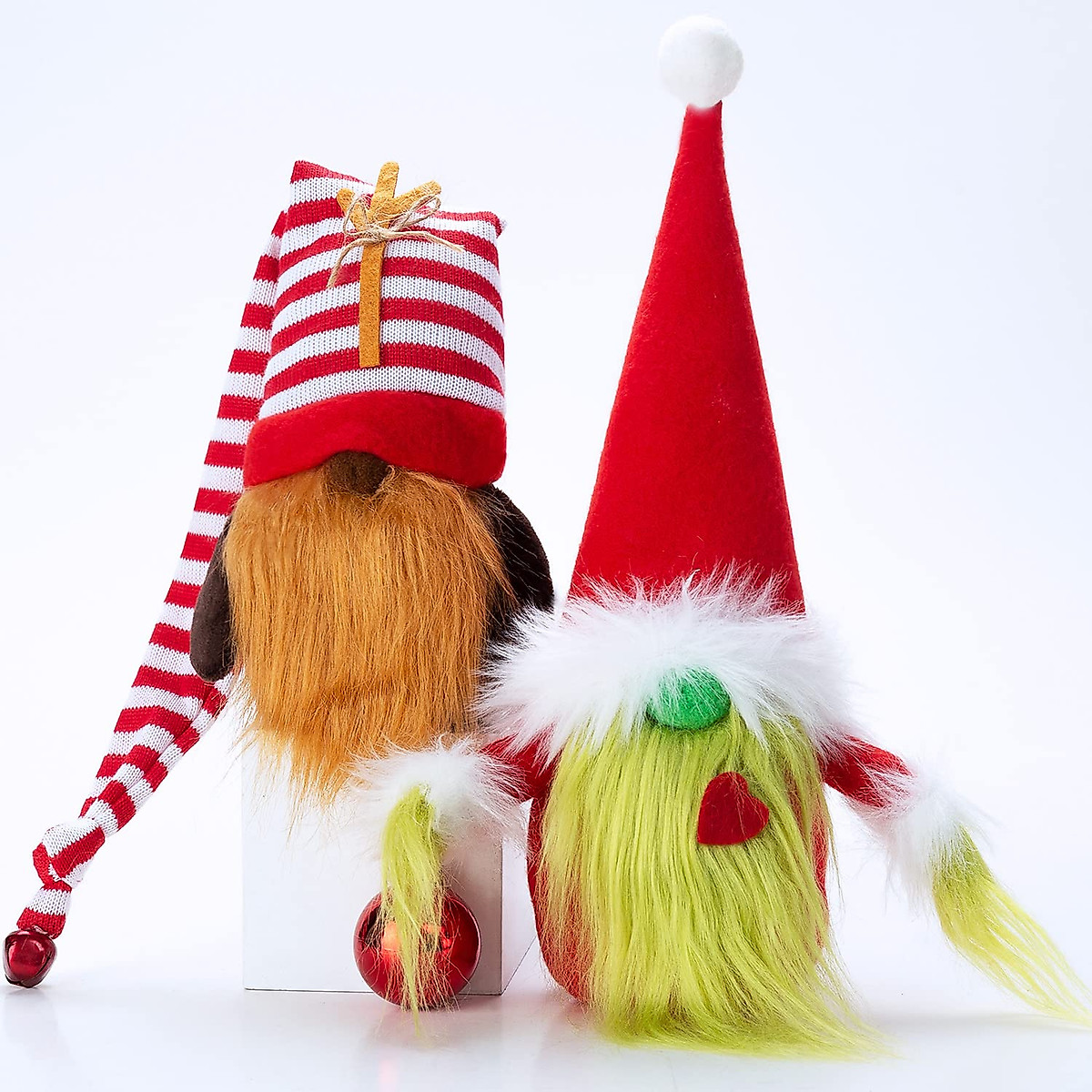 BWFY Christmas Gnomes Decorations 2-Pack Handmade Swedish Tomte Plush Gnomes Scandinavian Santa Elf Christmas Table Tiered Tray Ornament Gnome Christmas Decor Gifts