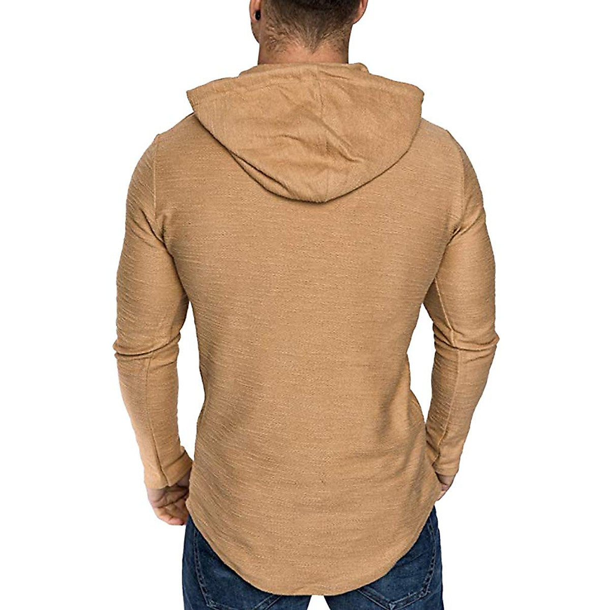 Lexiart Mens Fashion Athletic Hoodies Sport Sweatshirt Solid Color Fleece Pullover Khaki 3XL
