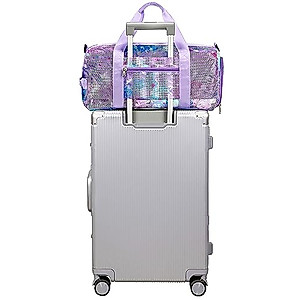 CAMTOP Mesh Travel Duffle Bag for Kid Girls Boys Small Overnight Weekender Sleepover Bags Carry On Dance Sport Bag with Shoe & Wet Compartment for Swim Beach Camp Travel