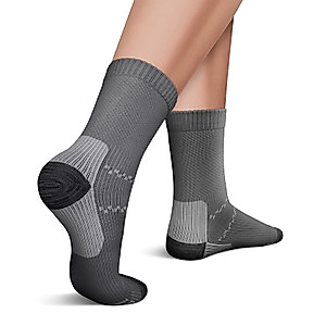 CHARMKING 6 Pairs Crew Compression Socks for Women & Men Circulation 15-20 mmHg is Best for All Day Wear Running Nurse (S/M, Grey Grey)