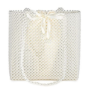 Grandxii Pearl Purse Tote Bag Shouder Bag For Women Wedding Party Shiny Beaded Bag Travel Bag With Pearl